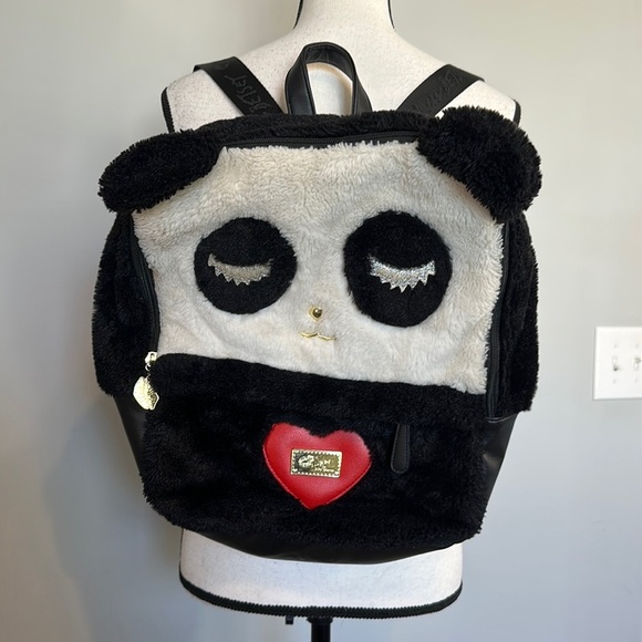Betsey Johnson | Bags | Betsy Johnson Fuzzy Panda Bear Heart School ...